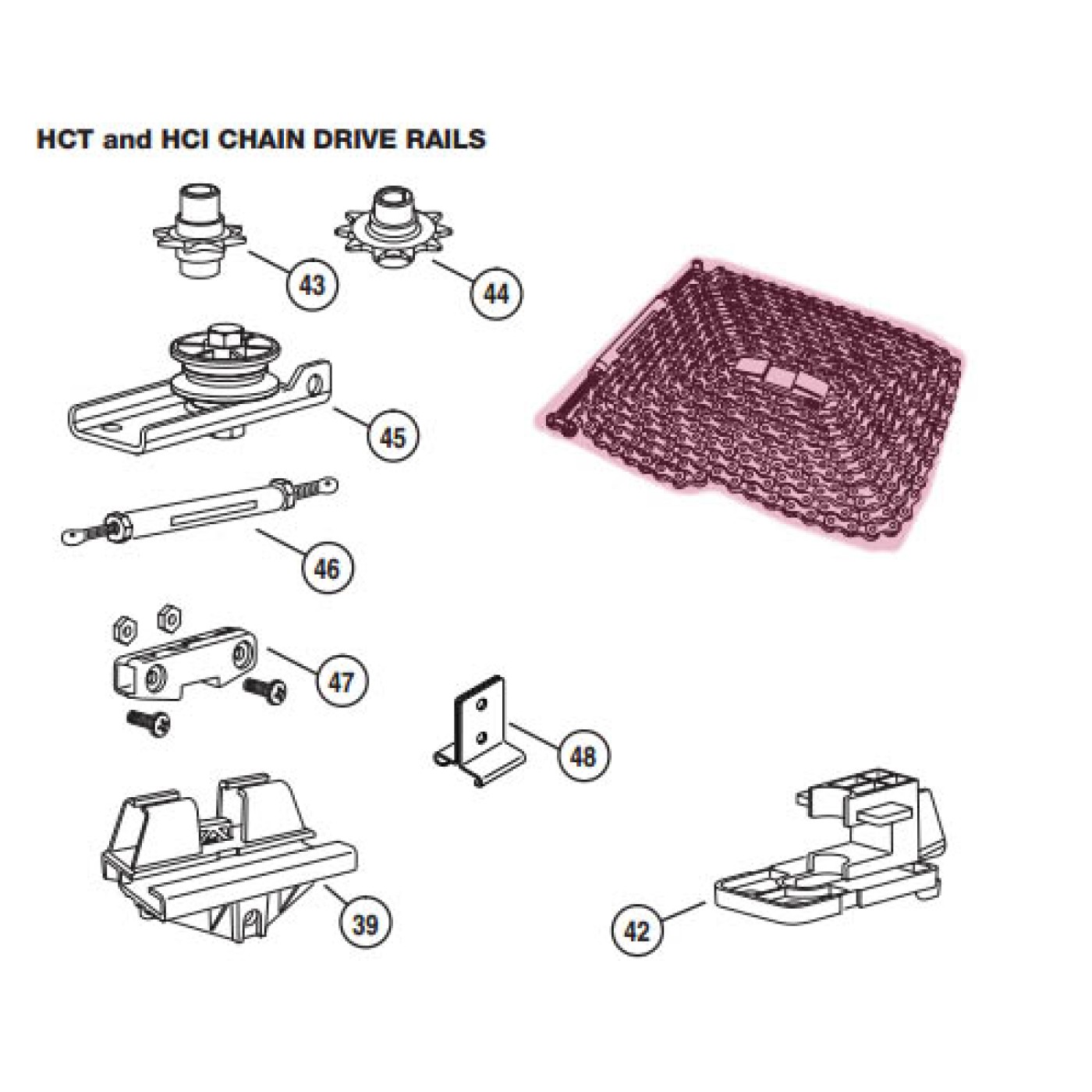 Linear Garage Door Opener Railing 12 ft Chain Assembly - HAE00046 ...
